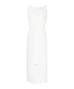 Brunello Cucinelli Sleeveless Maxi Dress With Knot Detail - White