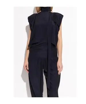 LANVIN Sleeveless High Neck Top With Bow Detail - Black