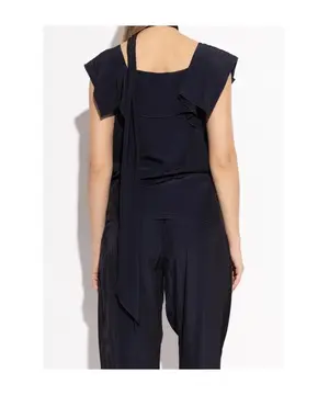 LANVIN Sleeveless High Neck Top With Bow Detail - Black
