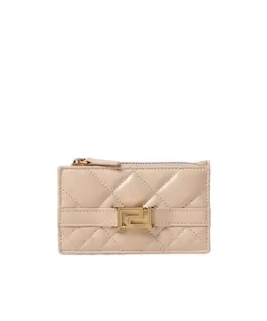Versace Greca Goddess Quilted Zipped Card Holder - Nude