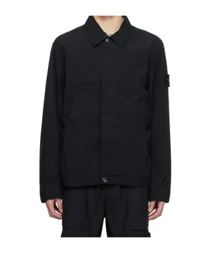 Stone Island Collared Logo Patch Jacket - Blue