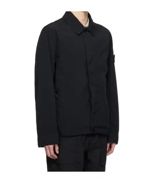 Stone Island Collared Logo Patch Jacket - Blue