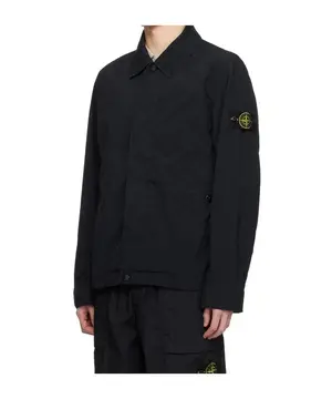 Stone Island Collared Logo Patch Jacket - Blue