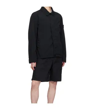 Stone Island Collared Logo Patch Jacket - Blue