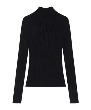 COURREGES Ribbed Mockneck Jumper - Black