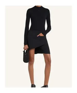 COURREGES Ribbed Mockneck Jumper - Black