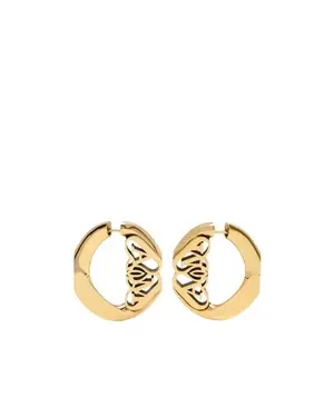 Alexander McQueen Seal Logo Detailed Hoop Earrings - Yellow