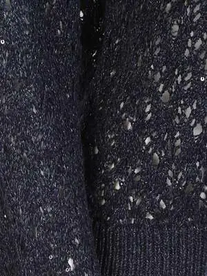 Eleventy Open-knit Sweater With Micro-sequins - Blue
