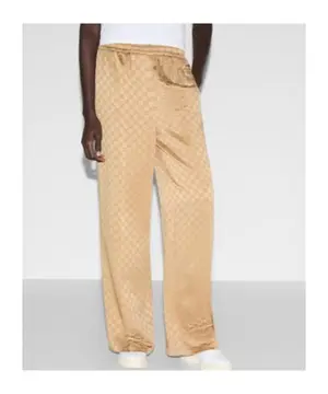 Gucci Gg Jacquard Elastic Waistband Pants - Camel