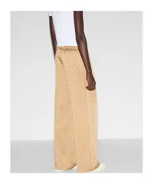 Gucci Gg Jacquard Elastic Waistband Pants - Camel