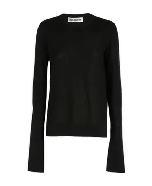 JIL SANDER Slit-cuff Detailed Crewneck Knitted Jumper