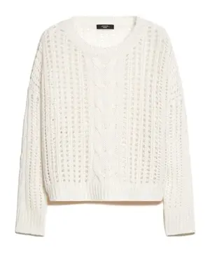 Max Mara Crewneck Crochet Jumper - White