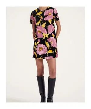 La DoubleJ Mini Dress With Floral Print - Black