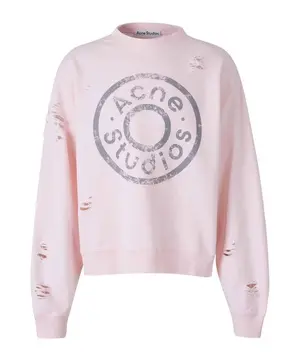 Acne Studios Distressed Logo Printed Sweatshirt - Pink