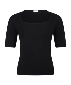 Alexander McQueen Short Sleeve Ribbed Knit Top