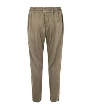 DONDUP Linen-blend Trousers With Elasticated Waist - Green