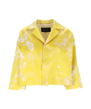 Fabiana Filippi Graphic Printed Cropped Satin Jacket - Yellow