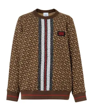 Burberry Monogram Stripe Print Cotton Oversized Sweatshirt