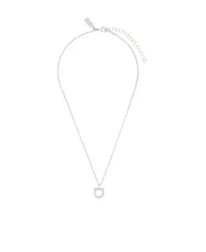 FERRAGAMO Salvatore Ferragamo Gancini Pendant Necklace White