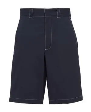 Prada Stretch Poplin Bermuda Shorts With Logo Detail