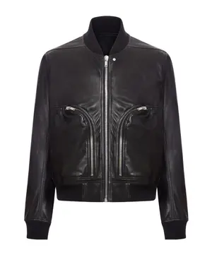 Rick Owens Long Sleeve Leather Bomber Jacket