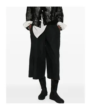 Comme Des Garçons Elasticated Waistband Wide Leg Culottes - Black