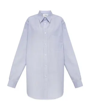 MAISON MARGIELA Long Sleeve Pinstripe Shirt - Light Blue