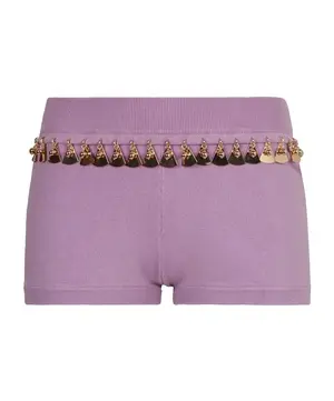 Rabanne Knit Mini Shorts With Sequined Embellishments - Pink