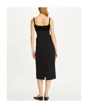 Tory Burch Crepe Slip Dress With Velvet Accents