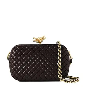 Bottega Veneta Knot Intrecciato Shoulder Bag - Brown