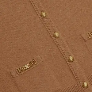 Celine Iconic Cashmere Long Cardigan With Triomphe Chain Detail