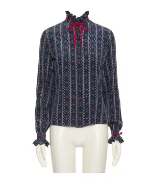 Valentino Garavani Crepe De Chine Cherryfic Print Shirt - Black