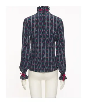 Valentino Garavani Crepe De Chine Cherryfic Print Shirt - Black