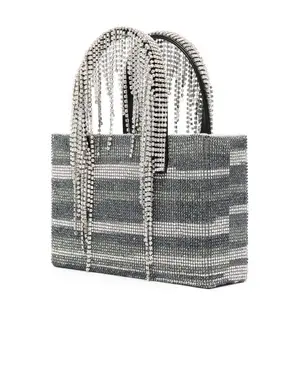 Kara Embellished Fringed Top Handle Bag - Gray