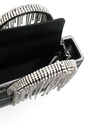 Kara Embellished Fringed Top Handle Bag - Gray