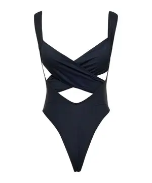 REINA OLGA Exotica Cut-out Open Back Swimsuit - Black