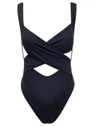 REINA OLGA Exotica Cut-out Open Back Swimsuit - Black
