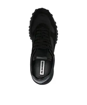 JIL SANDER Lace-up Almond Toe Sneakers - Black