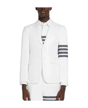 Thom Browne Striped Single-breasted Blazer - White