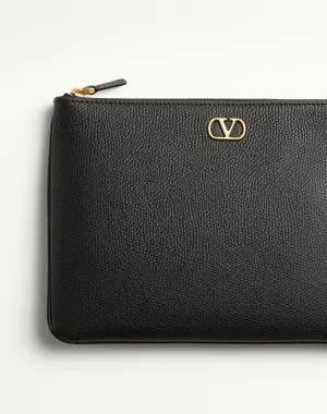 Valentino Garavani Vlogo Signature Zip-up Clutch Bag - Black