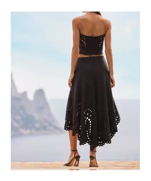 Charo Ruiz Ibiza Kai Sweetheart Neckline Embroidered Top - Black