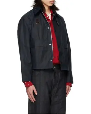 Barbour Spey Slim Waxed Jacket - Navy