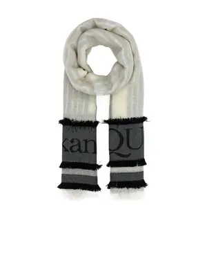 Alexander McQueen Logo Printed Frayed-edge Scarf - Black