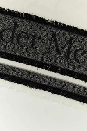 Alexander McQueen Logo Printed Frayed-edge Scarf