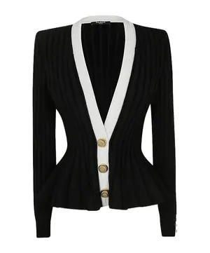 Balmain Button-detailed V-neck Jacket - Black