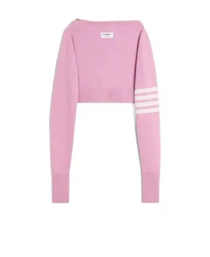 Thom Browne 4-bar Striped Zipped Crossbody Bag - Pink
