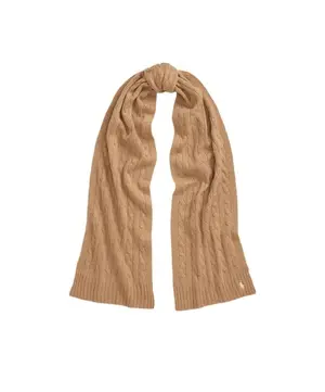 Polo Ralph Lauren Logo Embroidered Cable Knitted Scarf