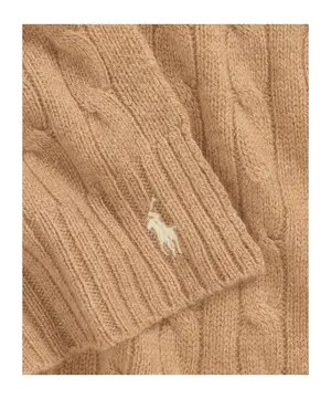 Polo Ralph Lauren Logo Embroidered Cable Knitted Scarf