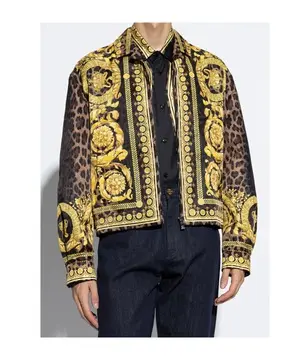 Versace Barocco Printed Zip-up Jacket - Black