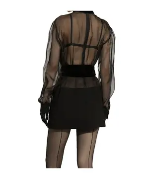 Dolce & Gabbana Velvet Neck Belted Mini Dress